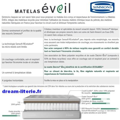 EVEIL, Matelas ressorts ensachés Sensoft REvolution®, 25 CM.
